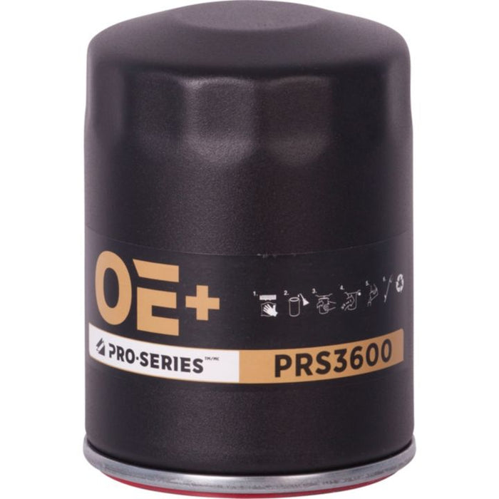 The PRS3600 OIL FILTER featuring icons and labels on the body and ...